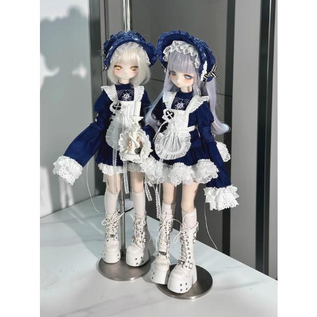【期間限定】CloudDoll 1/4ドール メイド服 セット スカートタイプ フリル 可愛い 青 ネイビー [CloudDoll-4-C1 ...
