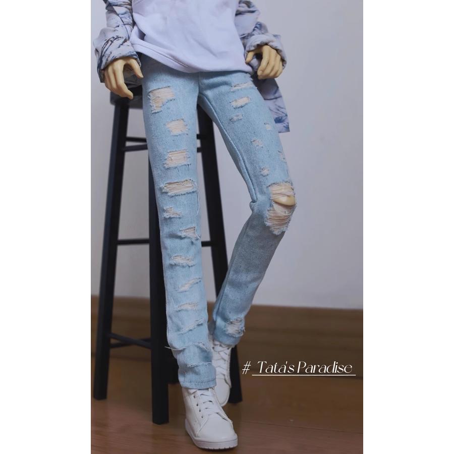 TATA'S PARADISE 1/3ドール POPO68 ズボン ジーンズ ダメージジーンズ カジュアル メンズ 水色 [TATASPARADISE-3-C25] : スウィミー - 通販 ...