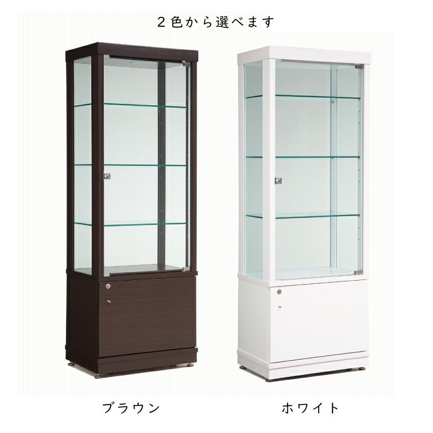完成品 鍵付き コレクションボード 幅60cm 高さ172cm 縦型 LEDライト付き ディスプレイラック キュリオケース 飾り棚 ホワイト ブラウン : KAaGU.com - 通販 ...
