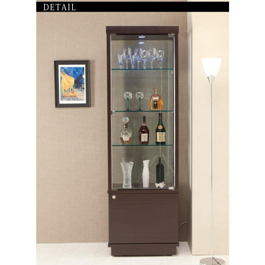 完成品 鍵付き コレクションボード 幅60cm 高さ172cm 縦型 LEDライト付き ディスプレイラック キュリオケース 飾り棚 ホワイト ブラウン : KAaGU.com - 通販 ...