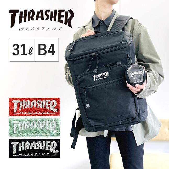 リュック 通学 男子 大きめ THRASHER スラッシャー カラーネーム スクエアリュック 31L ミニポーチ付き thb-0032 高校生 通学リュック 2ルーム 中学 大学生 大容量  黒 丈夫 おしゃれ 通学リュック 通学用 部活 サブバッグ a4 b4 人気 入学 新学期 修学旅行 林間学校 高学年 THRASHER（スラッシャー） リュック 通学 大容量 男子 カラーネーム