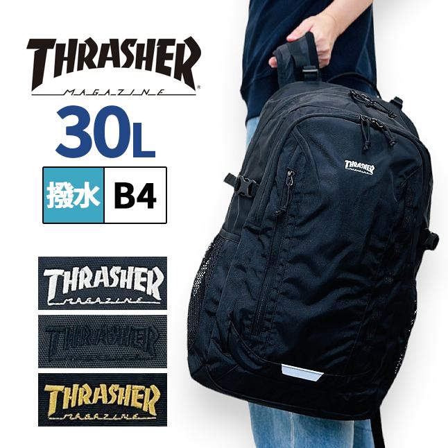 THRASHER リュック 通学 大容量 男子 撥水 はっ水 スラッシャー 30L A4 B4 PC収納 大きめ かっこいい メンズ レディース スケーターブランド 黒 thr-282 ...