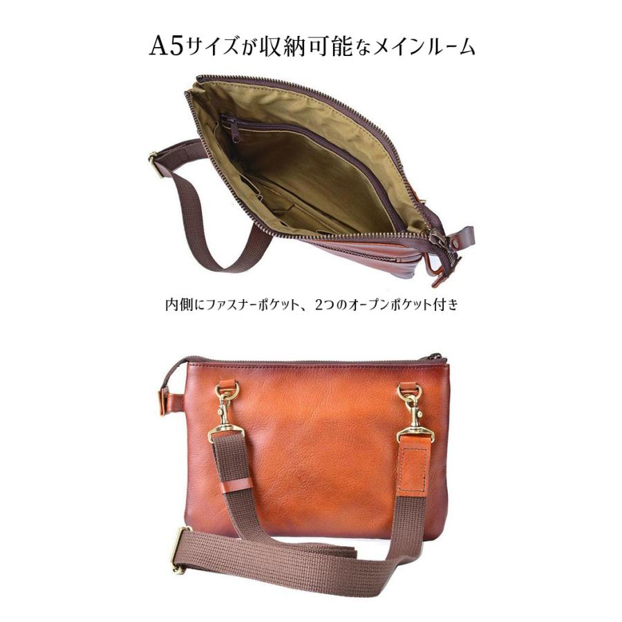 ショルダーバッグ サコッシュバッグ 斜めがけ メンズ バッグ 斜め掛け 大人 革 旅行 レザー 茶色 日本製 GEM BASIC 牛革シャドー サコッシュ 1503 : かばんmart ...