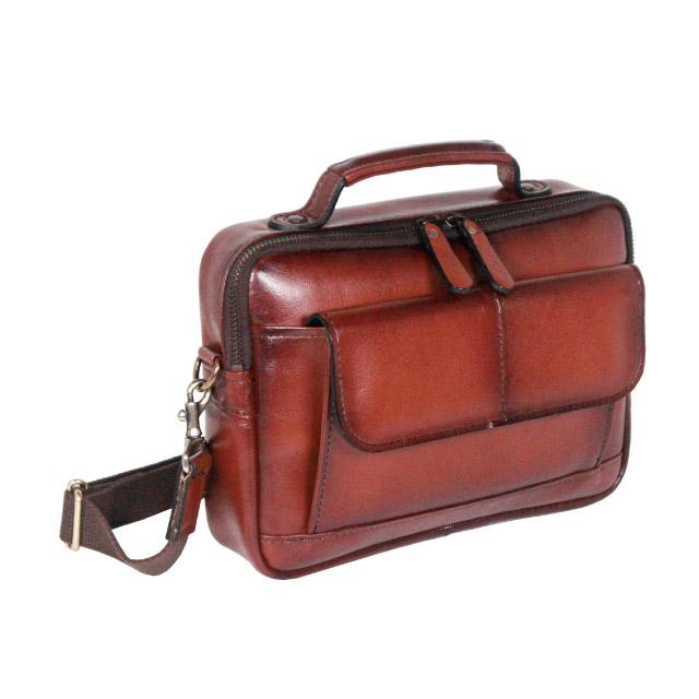 斜めがけバッグ メンズ ショルダーバック 男性 60代 50代 40代 2way バッグ 茶 革 小型 GEM BASIC かぶせポケット 2wayショルダーバッグ 豊岡製鞄 1512 : ...
