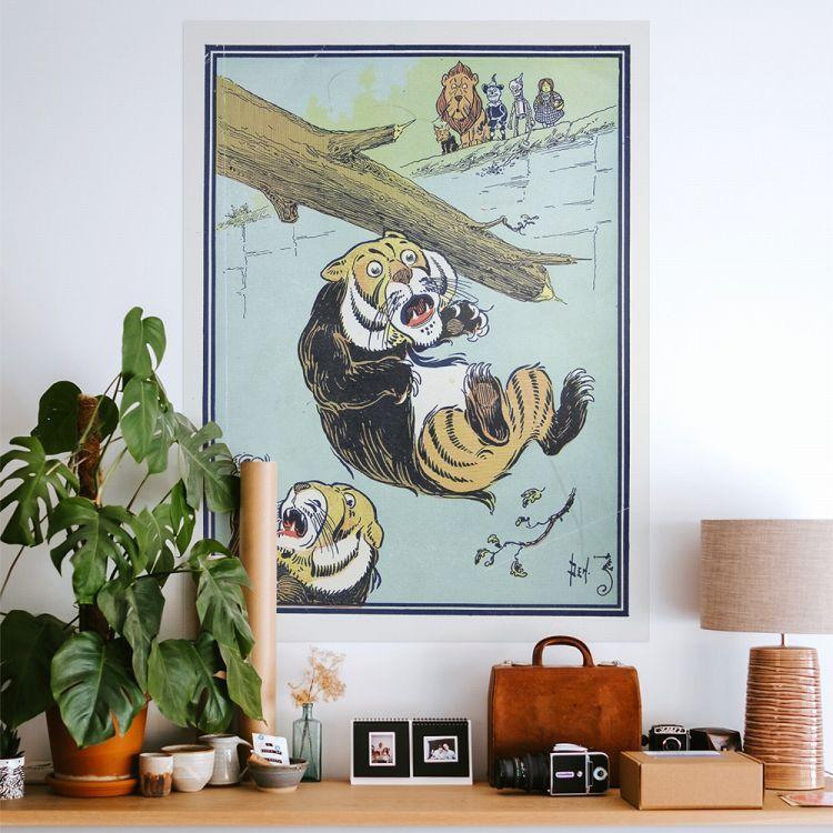 Hattan 水だけで貼れる はがせる アートポスター オズの魔法使い 挿絵 LLサイズ 90x120cm 賃貸OK Art Poster ...