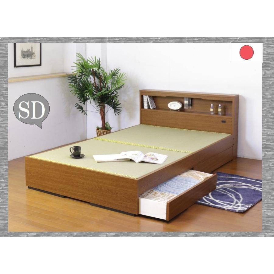 畳ベッド A331 A-331 イ草 品番113535 SD セミダブルサイズ お布団ベッド 照明 宮付き 引出収納 日本製 イ草の香りが癒やせる 簡単セット マンション アパート ...