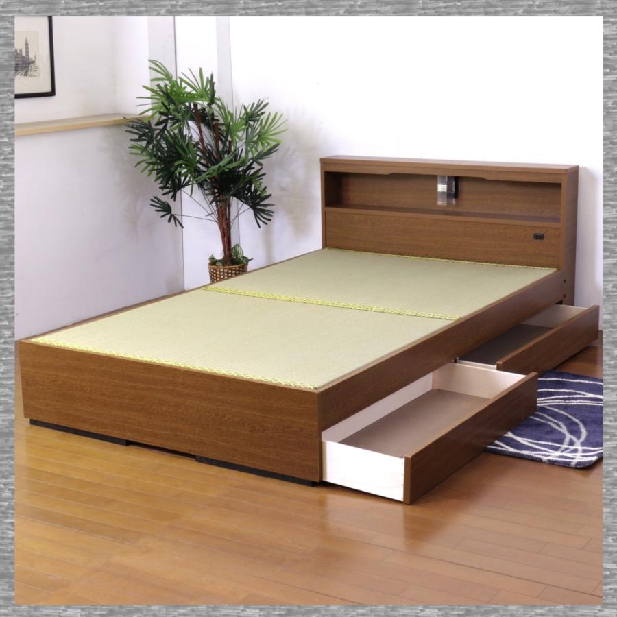 畳ベッド A331 A-331 イ草 品番113535 SD セミダブルサイズ お布団ベッド 照明 宮付き 引出収納 日本製 イ草の香りが癒やせる 簡単セット マンション アパート ...