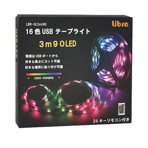 Libra USB LEDテープライト 3m LED90灯 16カラー リモコン付 LBR-UL3M90 : カグチョク - 通販 ...