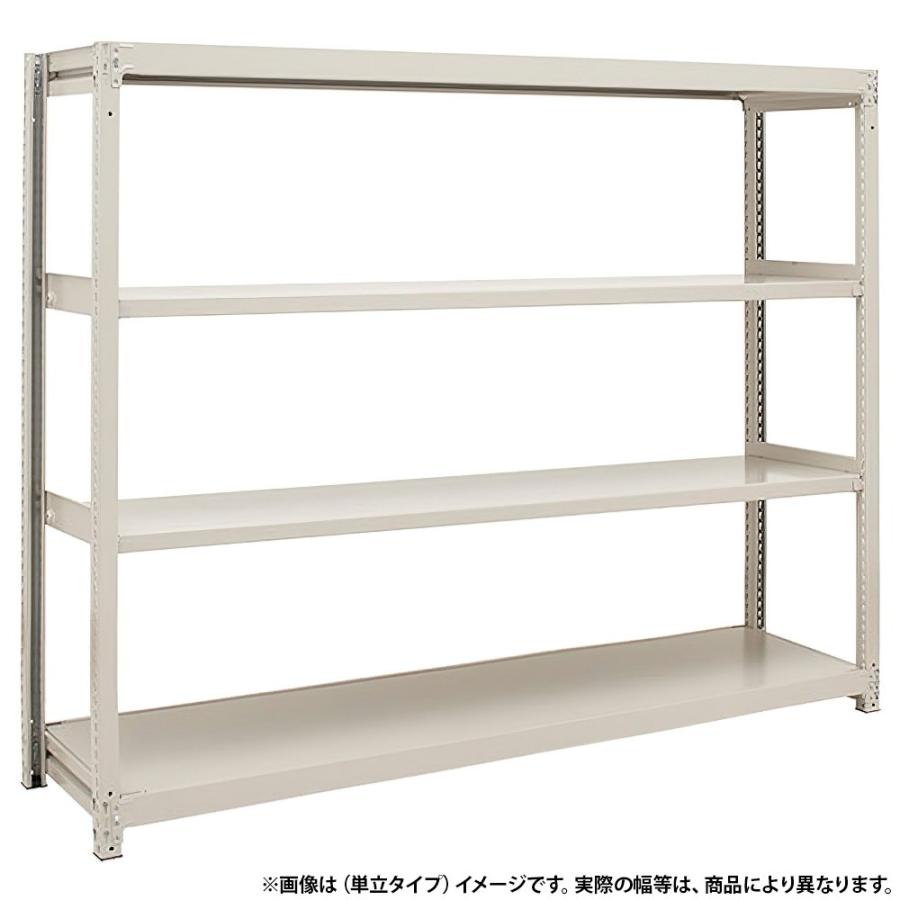 4段中軽量スチールラック 連結タイプ H1200 W860 D600 工場 物流 作業現場用品 大型収納 収納ラック バックヤード アイボリー 代引不可 法人宛限定 2LS4360-4R ...