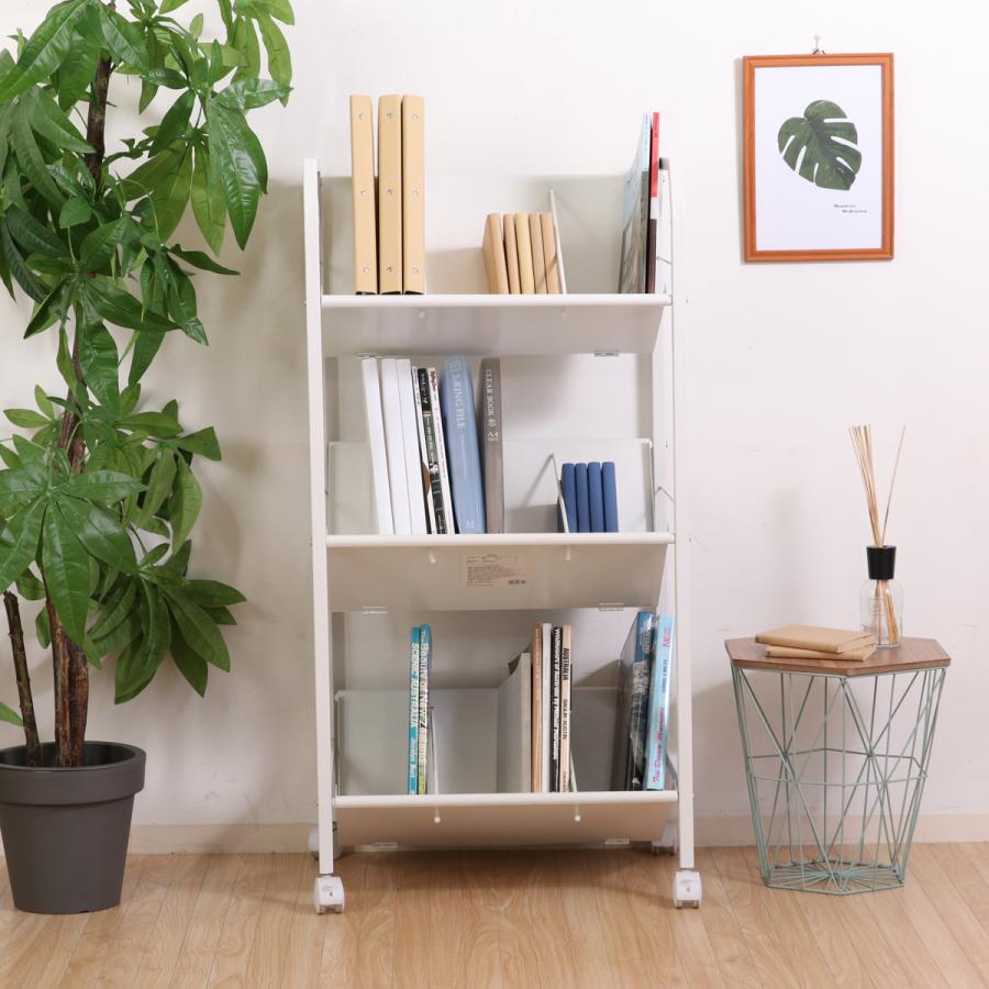 不二貿易 ホワイトファイルワゴン 3段傾斜タイプ W550 D400 H1120 ワゴン デスク周辺用品 キャスター付き 雑誌収納 代引不可 テレワーク応援 FB-TG-3 個人宅配送費込B ...