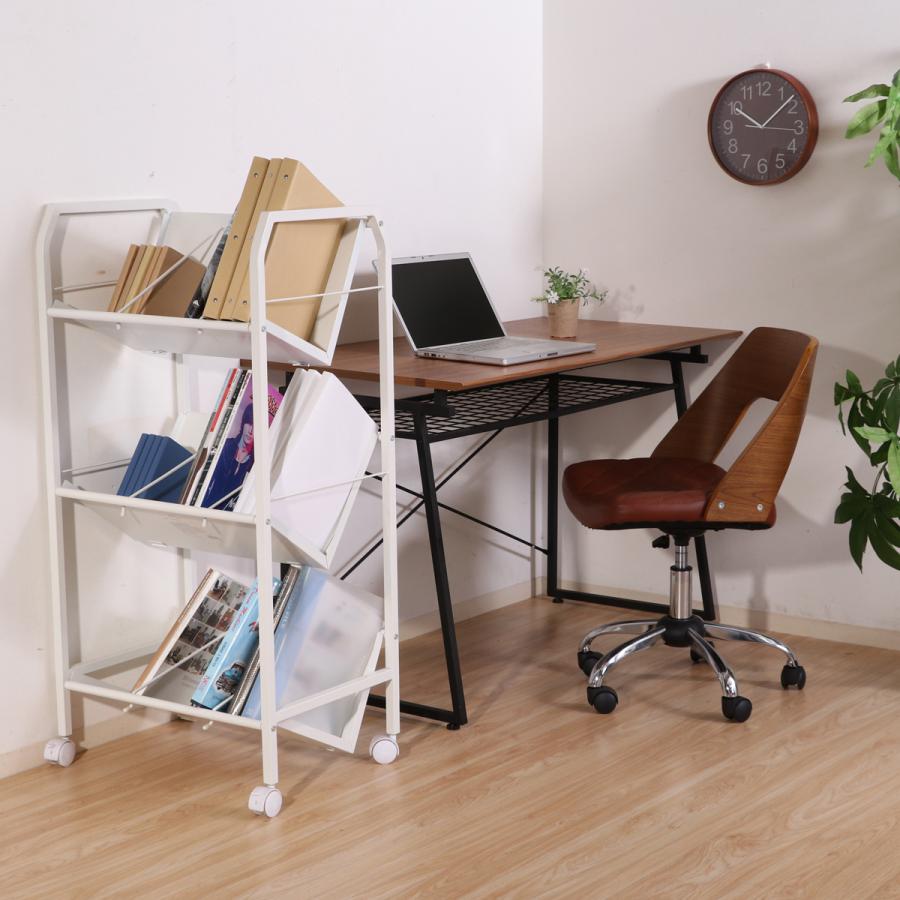 ホワイトファイルワゴン 3段傾斜タイプ W550 D400 H1120 ワゴン デスク周辺用品 キャスター付き 斜め スチール ラック 雑誌収納 代引不可 法人宛限定 FB-TG-3 :FB ...