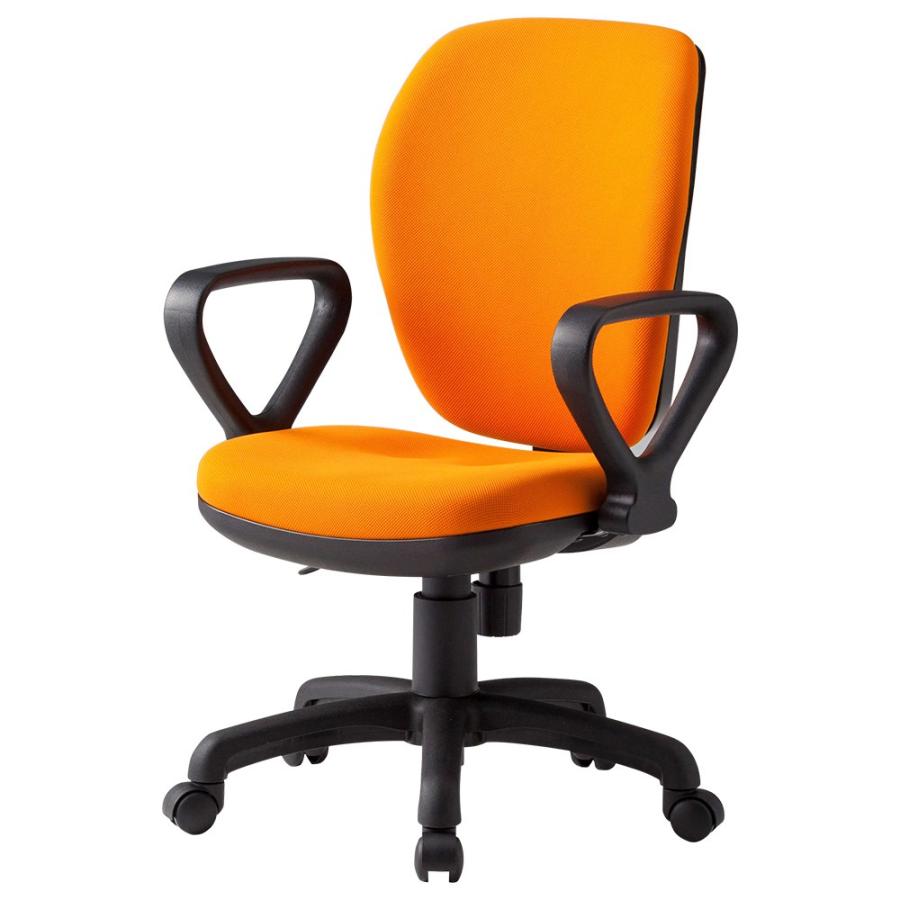 藤沢工業 ビジネスチェアFST77 ハイバックタイプ 肘付き W580 D630 H900-990 オフィスチェア オレンジ/モスグリーン ...