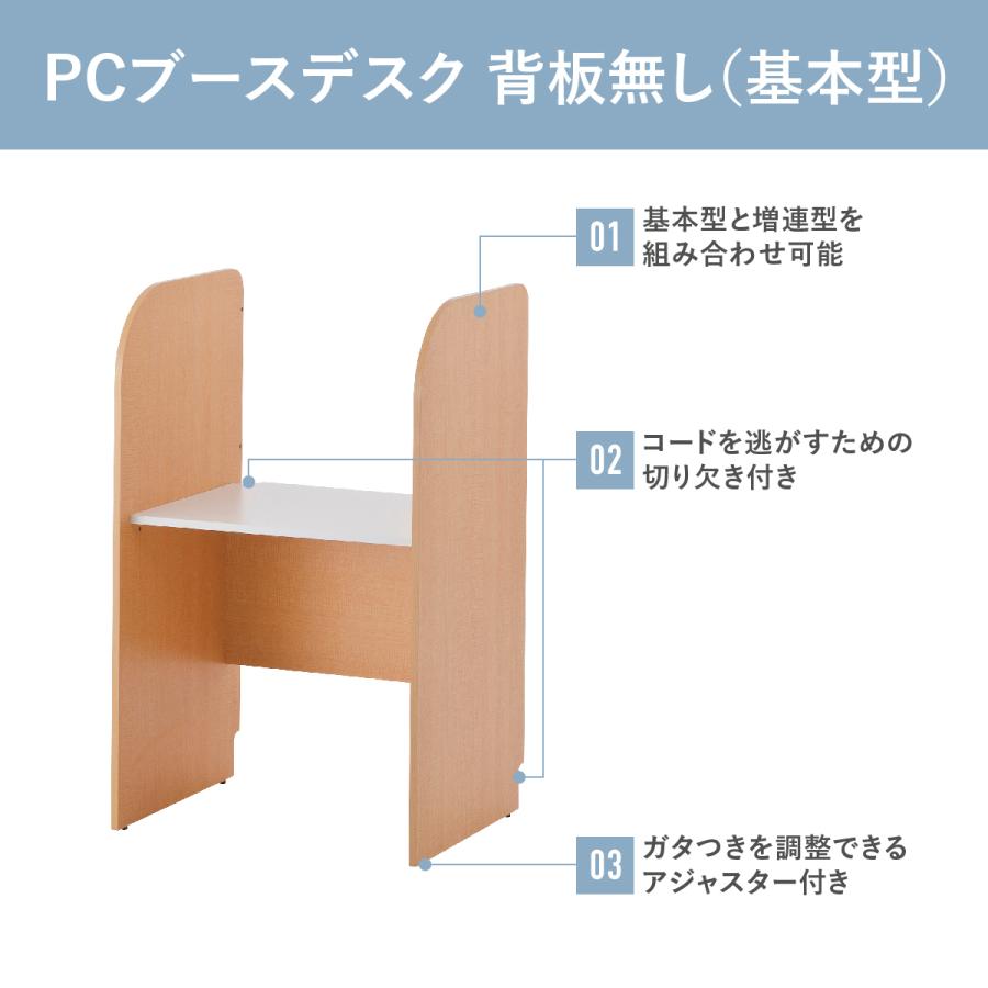 アール・エフ・ヤマカワ PCブースデスク 背板無し 基本型 W736 D600 H1200 キャレルデスク 学習机 塾 習い事 アジャスター付き 個別ブース 代引不可 法人宛限定 RY ...