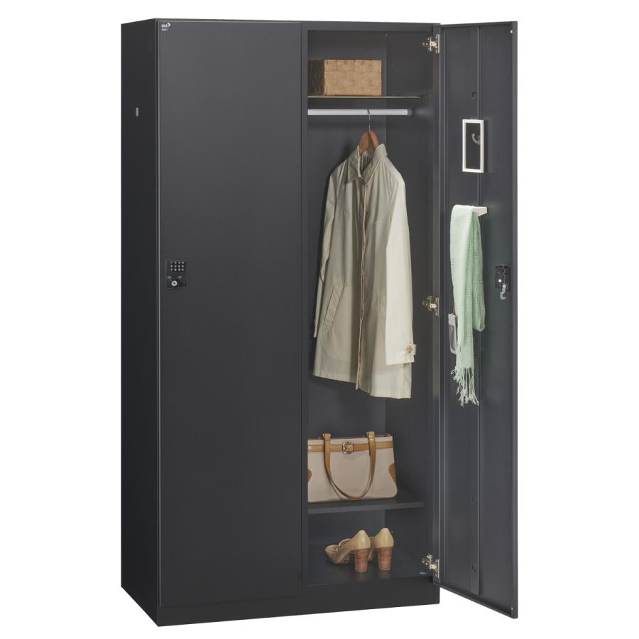 生興 ボタンキー式 2人用ブラックロッカー ワイドタイプ W900 D515 H1800 スチールロッカー 収納 オフィス収納 ブラックサテン 代引不可 法人宛限定 SF-BKL2W-BBK ...