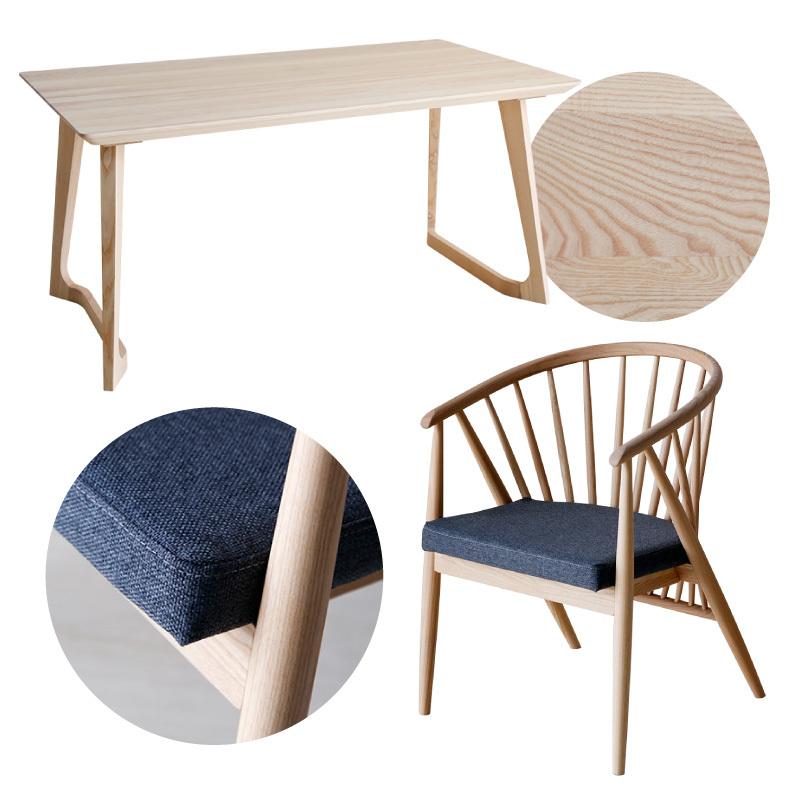 KAGUWORLD SEVILLA セビージャ 150テーブル 5点セット BR／WH ダイニングテーブル カフェ 木製 広々 : 家具RUSH - 通販 - Yahoo!ショッピング