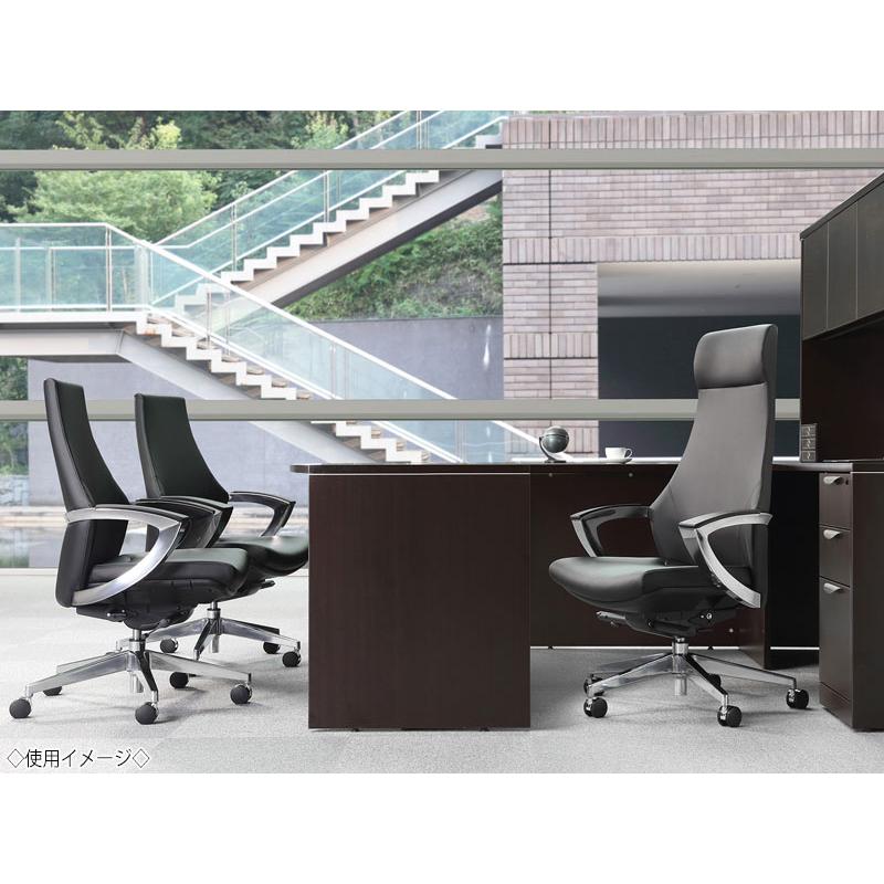 エグゼクティブチェア 書斎椅子 ハイバック 肘付き ガス昇降式 ロッキング機構 アルミ脚 革張り ブラック AC-0619 : カグロー Yahoo!店 - 通販 - Yahoo!ショッピング