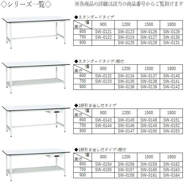 作業台 ワークベンチ テーブル 幅180cm 奥行90cm 高さ74cm 1段引き出し付タイプ 棚なし メラミン天板 アジャスター付 粉体塗装 ...
