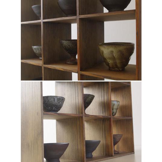 【手造り家具工房楽製】 自慢のコレクションを飾ろう！ぐい呑みシリーズ！地松使用！3-3ぐいのみディスプレイ 9マス :359-jimatu ...