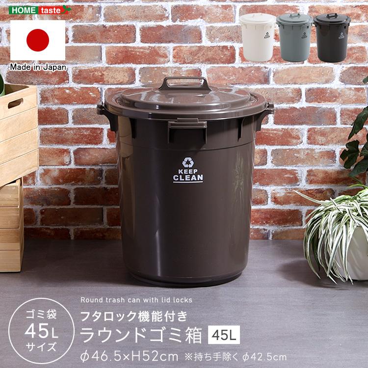 ゴミ箱 バケツ型 45リットル 45L ふた付き ロック付き 取っ手付き 屋内 屋外 どこでも使える 日本製 国産 ごみ箱 おしゃれ 軽い 大容量 丸型 キッチン ペール : インテリア ...