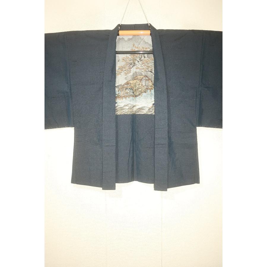 弐7833R 本絹米澤ぜんまい紬 男性着物羽織 裄65丈123К濃紺 野趣粗細 新品アウトレット品 : 皆中ヤフーショップ - 通販 ...