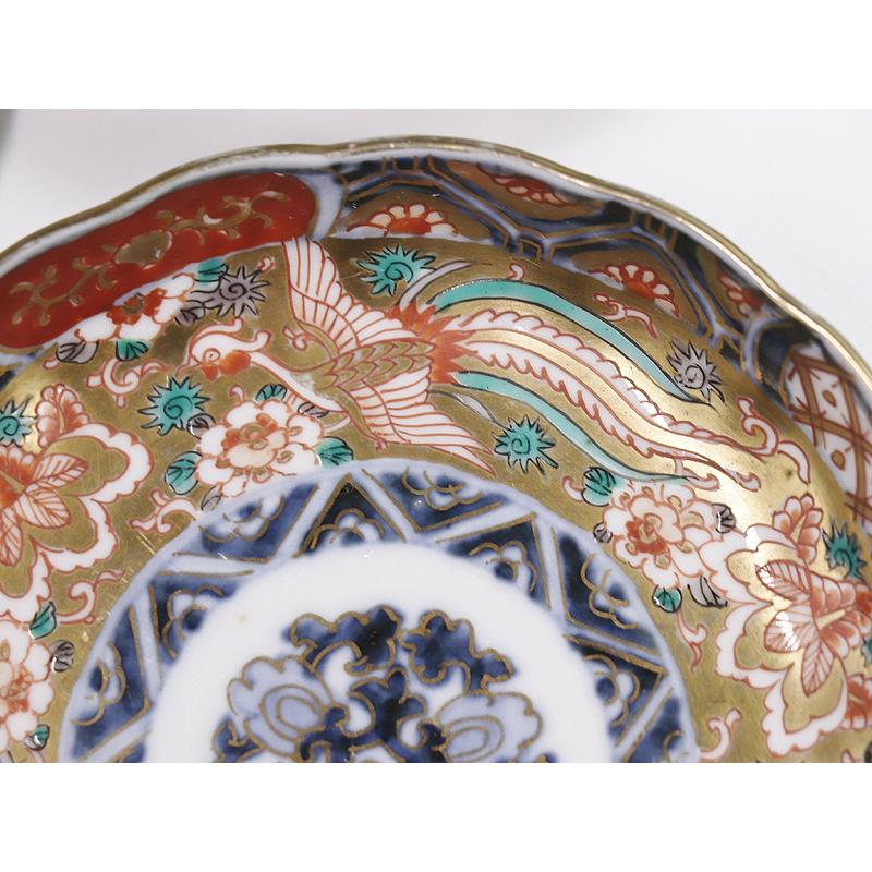瀬戸口富右衛門 小皿 明治-大正時代 金彩赤絵 桐鳳凰文 五客 瀬戸口富右衛門 小皿 明治-大正時代 金彩赤絵 桐鳳凰文 五客