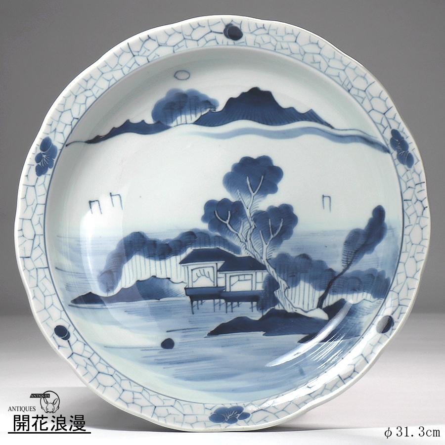 古伊万里 志田窯 尺皿 江戸時代後期 染付 月夜山水楼閣文 氷裂梅縁模様 SS4 : KAIKAROMAN 開花浪漫 直営店 - 通販 - Yahoo!ショッピング