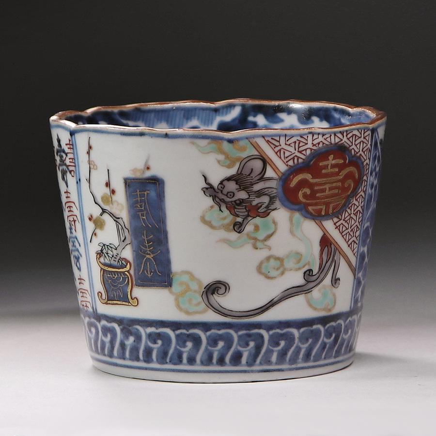 古伊万里 蕎麦猪口 江戸時代後期 色絵壽字小紋雲龍多様文 大振輪花形 K197 : 24kmarik197d6 : KAIKAROMAN 開花浪漫 直営店 - 通販 - Yahoo!ショッピング