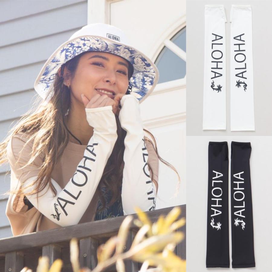 Kahiko ハワイアン アロハ ALOHAロゴ UVカット アームカバー 紫外線対策 夏 日焼け 冷却機能 ハンド 車中 自転車 日焼け防止 フラダンス レディース 手袋 ハワイ : Kai ...