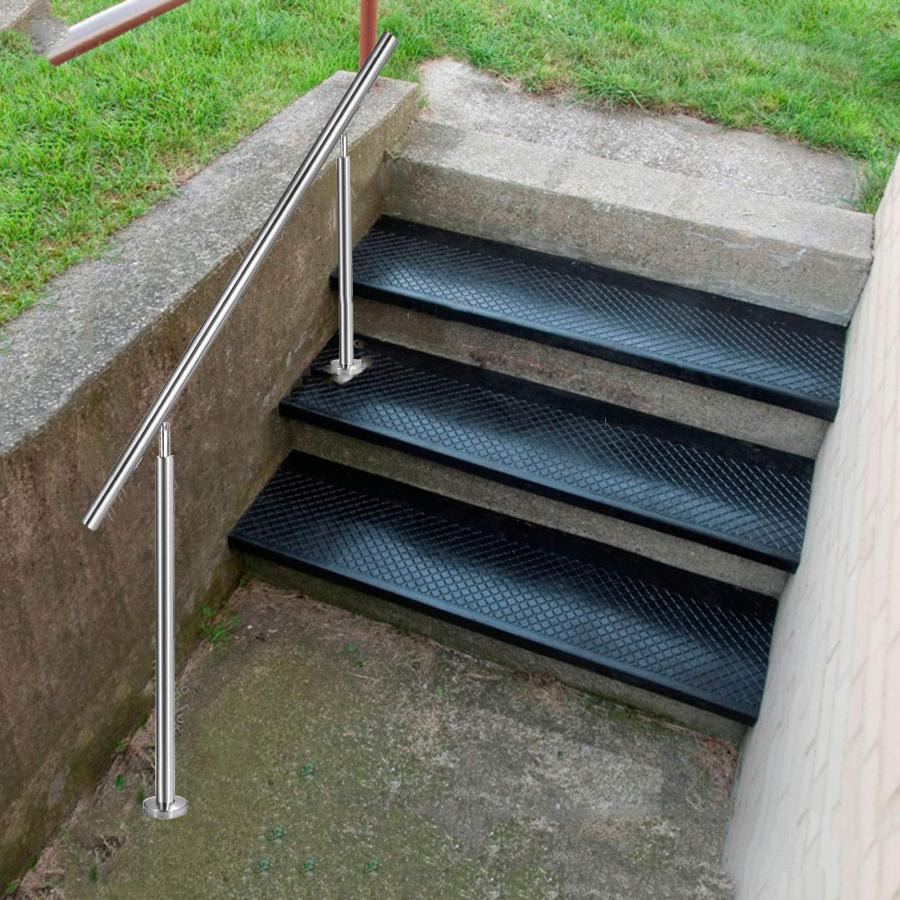 階段階段用手すり、屋外304ステンレス鋼丸パイプ階段または通路手すり、屋内階段ポーチデッキ手すり（長さ、80cm / 100cm 120cm 140cm） : 海のストア - 通販 ...