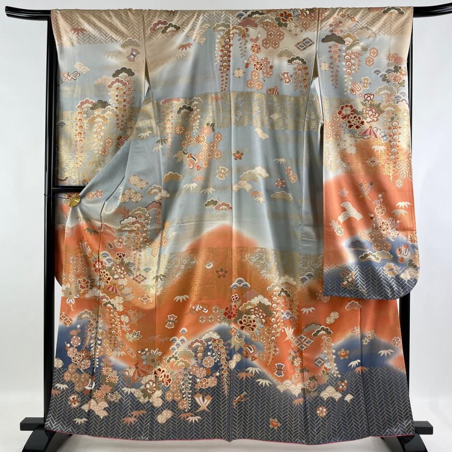 振袖 美品 名品 松竹梅 宝尽くし 金彩 染分け 青灰色 袷 身丈162.5cm 裄丈65cm M 正絹 中古 : 1000053661370 : リユースセレクトショップバイセル Yahoo ...