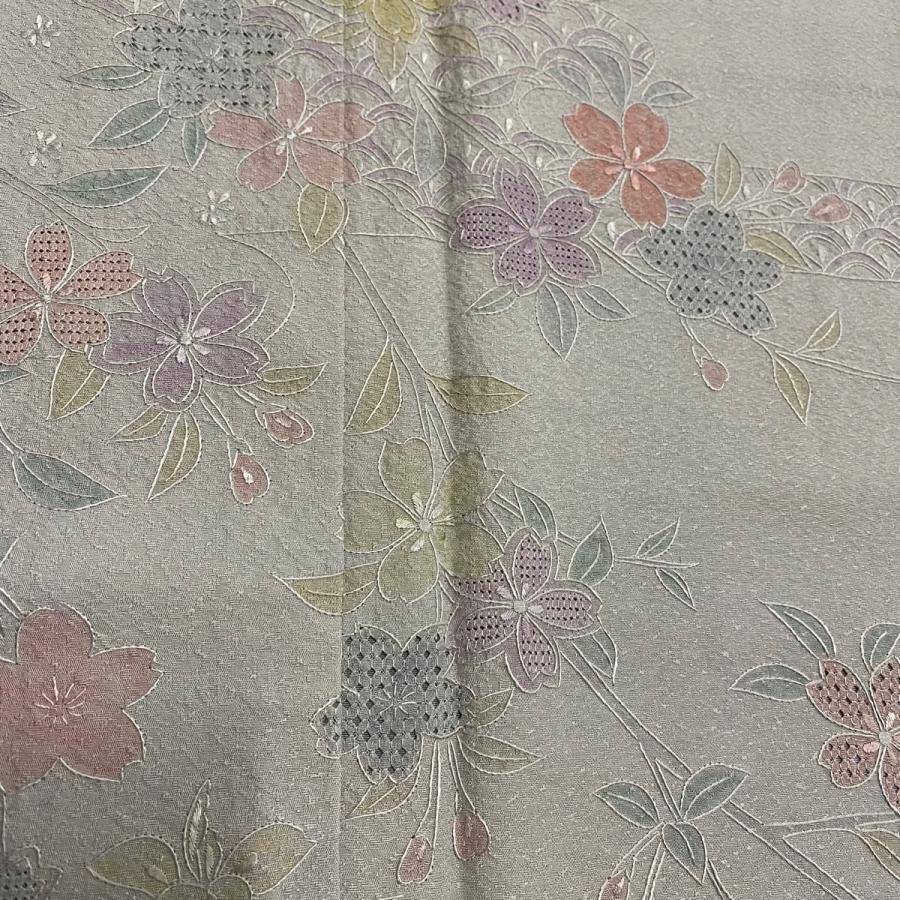 付下げ 身丈156.5cm 裄丈62.5cm S 袷 桜 流水 刺繍 青灰色 正絹 秀品 中古 :1000055748482:リユースセレクトショップバイセル Yahoo!店 - 通販 ...