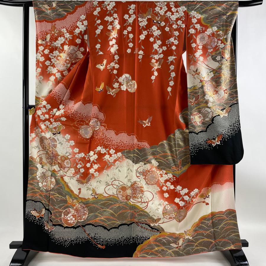 振袖 身丈167cm 裄丈63.5cm S 袷 鼓 蝶 金彩 金糸 茜色 正絹 美品 秀品 中古 : 1000060066519 : リユースセレクトショップバイセル Yahoo!店 - 通販 ...