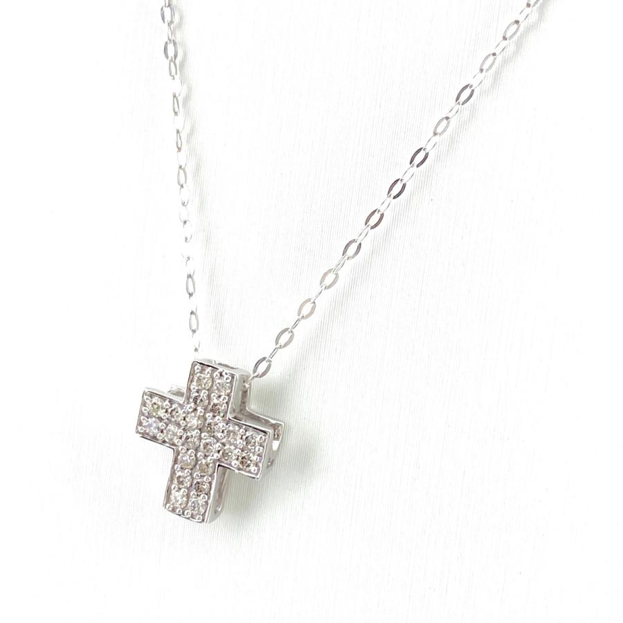 GSTV クロスモチーフ デザインネックレス WG ホワイトゴールド ペンダント メレダイヤ ネックレス K18 ダイヤモンド レディース 中古 : リユースセレクトショップバイセル ...