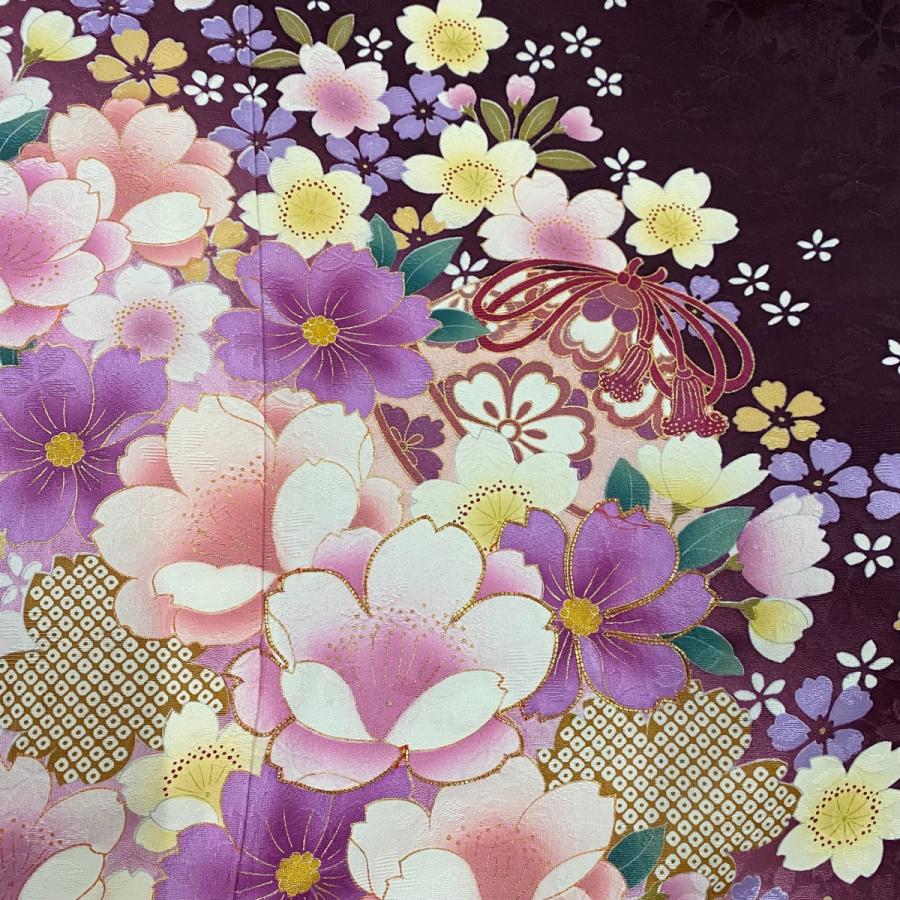 振袖 身丈156cm 裄丈64.5cm M 袷 草花 金糸 金彩 紫 正絹 美品 名品 中古 :1000075392733:リユースセレクトショップバイセル Yahoo!店 - 通販 ...