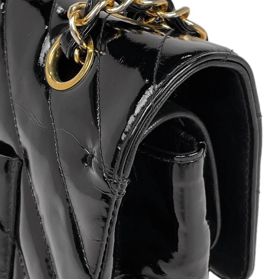 シャネル CHANEL Vステッチ チェーン ショルダーバッグ ココマーク Wチェーン シェブロン エナメル ブラック レディース 中古 : 1000075578441 : リユースセレクト ...