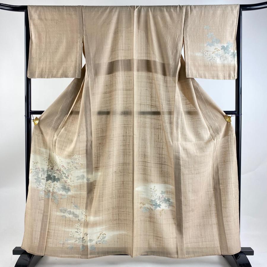 付下げ 身丈161.5cm 裄丈65cm M 薄物 夏紬地 草花 霞 薄茶色 正絹 名品 中古 : 1000075704864 : リユースセレクトショップバイセル Yahoo!店 - 通販 ...