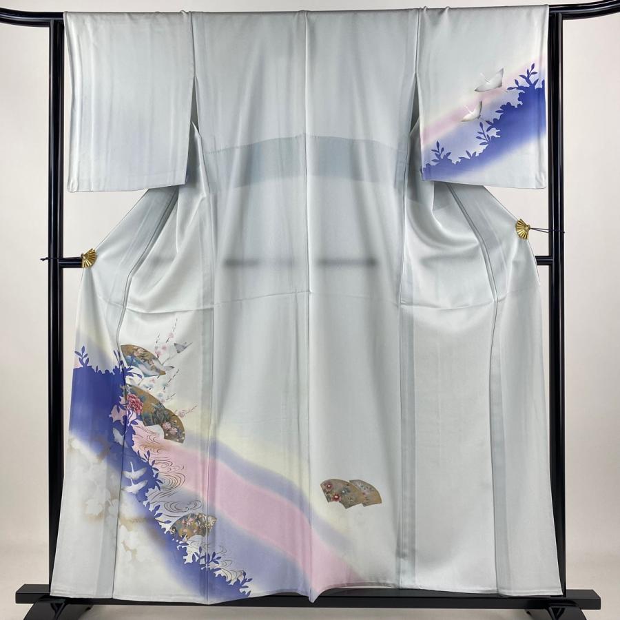 付下げ 身丈159cm 裄丈65cm M 単衣 扇面 花鳥 金銀彩 ぼかし 水色 正絹 優品 中古 : 1000078123617 : リユースセレクトショップバイセル Yahoo!店 ...