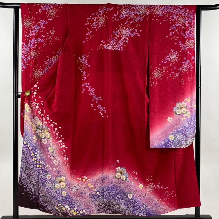 振袖 身丈153cm 裄丈62.5cm S 袷 桜 鞠 金彩 ぼかし 赤 正絹 美品 名品 中古 : リユースセレクトショップバイセル Yahoo!店 - 通販 - Yahoo!ショッピング