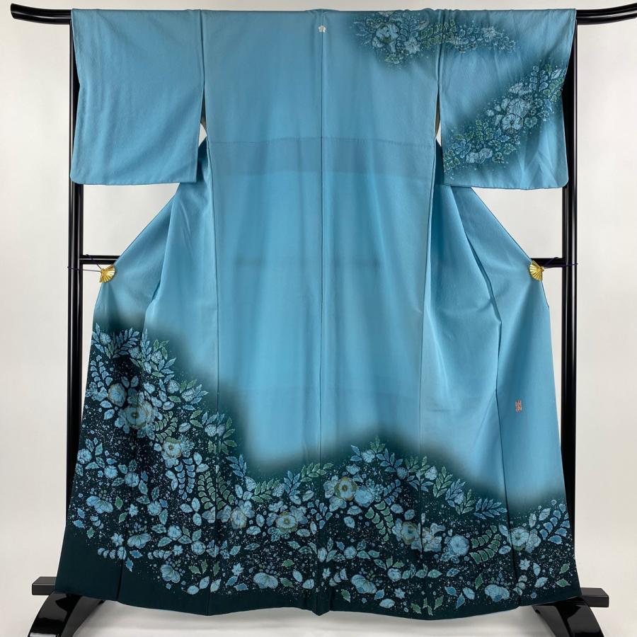 訪問着 身丈161.5cm 裄丈66cm M 袷 徳永憲峯 落款あり 辻が花 桜 金彩 ぼかし 水色 正絹 逸品 一つ紋 中古 : 1000078820578 : リユースセレクトショップバイ ...