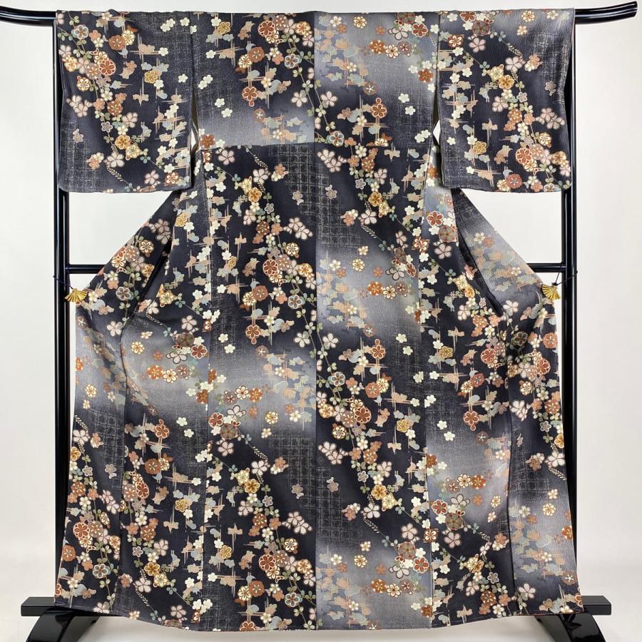 小紋 身丈162.5cm 裄丈66cm M 袷 枝梅 金彩 ラメ 黒灰 正絹 秀品 中古 : 1000078835886 : リユースセレクトショップバイセル Yahoo!店 - 通販 ...