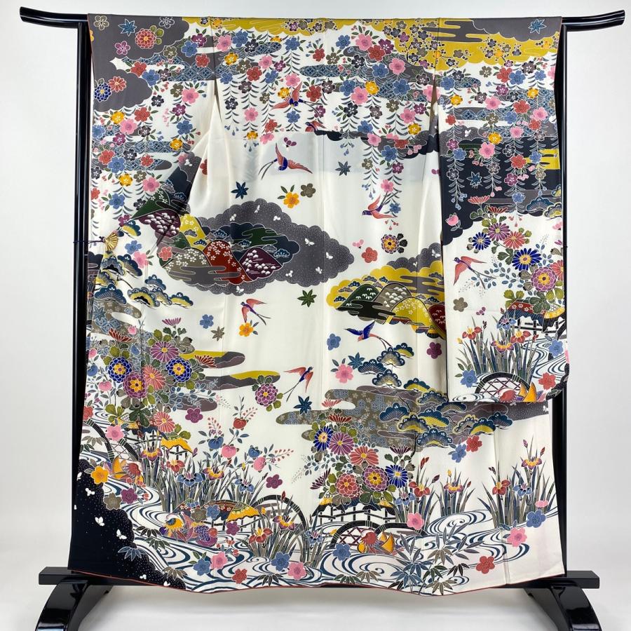 振袖 身丈158cm 裄丈66cm M 袷 鴛鴦 草花 クリーム 正絹 美品 名品 中古 : リユースセレクトショップバイセル Yahoo!店 - 通販 - Yahoo!ショッピング