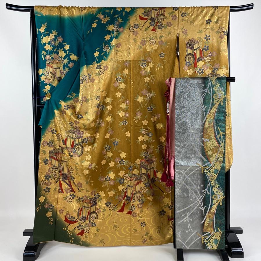 振袖 身丈166cm 裄丈68cm L 袷 袋帯フルセット 御所車 枝垂れ桜 金糸 金彩 薄茶色 正絹 秀品 中古 : 1000080069699 : リユースセレクトショップバイセル ...
