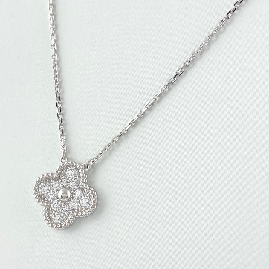 Van Cleef ＆ Arpels ヴァンクリーフ＆アーペル ヴィンテージ アルハンブラ WG ホワイトゴールド ペンダント ネックレス 750 レディース 中古 ラッピング可 : リユース ...