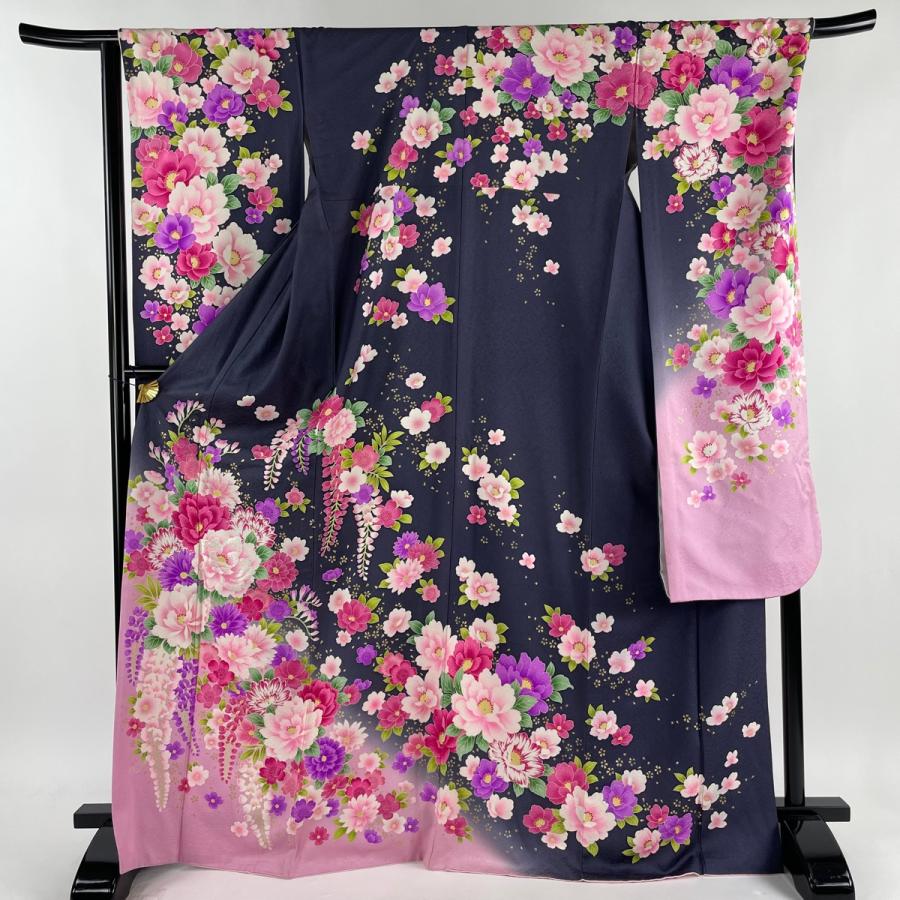 振袖 身丈171.5cm 裄丈68cm L 袷 牡丹 草花 銀通し 刺繍 灰色 正絹 逸品 中古 : リユースセレクトショップバイセル ...