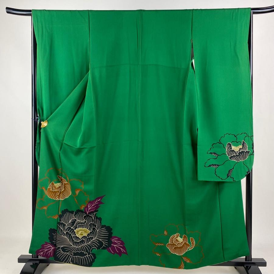 振袖 身丈159cm 裄丈66cm M 袷 牡丹 金彩 緑 正絹 秀品 中古 : 1000081423728 : リユースセレクトショップバイセル Yahoo!店 - 通販 - Yahoo ...