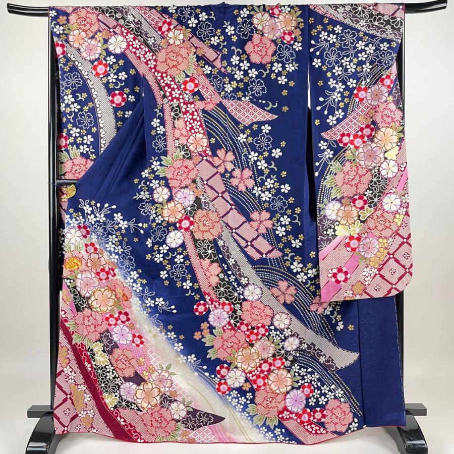 振袖 身丈168cm 裄丈69cm L 袷 桜 熨斗 金糸 金彩 青紫 正絹 美品 名品 中古 : リユースセレクトショップバイセル Yahoo!店 - 通販 - Yahoo!ショッピング