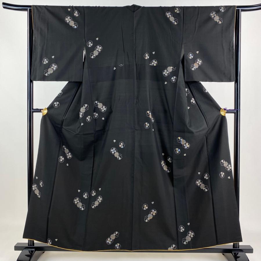 紬 身丈157.5cm 裄丈64cm M 袷 クローバー 黒 正絹 美品 逸品 中古 : 1000082524998 : リユースセレクトショップバイセル Yahoo!店 - 通販 ...