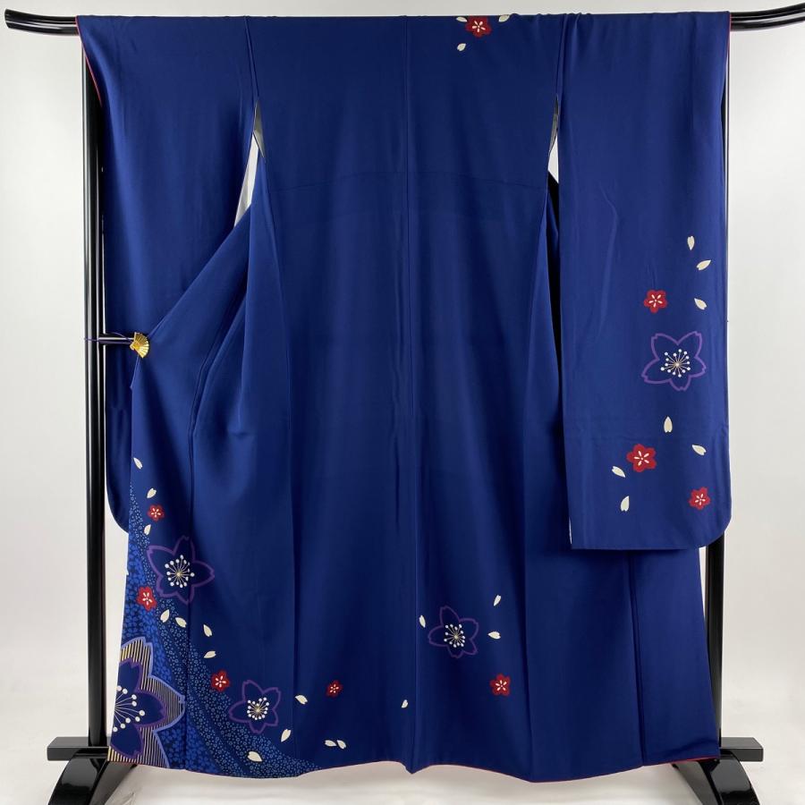 振袖 身丈161.5cm 裄丈67cm M 袷 桜 桜の花びら 金彩 紺色 正絹 秀品 中古 : 1000082538322 : リユースセレクトショップバイセル Yahoo!店 - 通販 ...