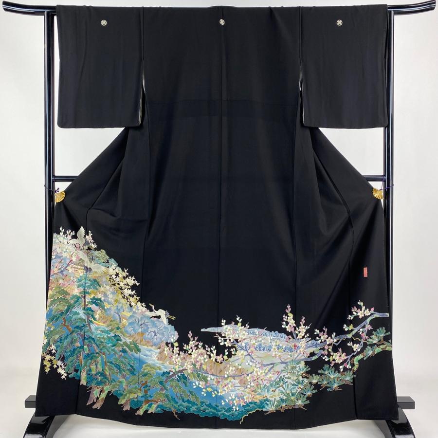 黒留袖 身丈164.5cm 裄丈63.5cm S 袷 落款あり 風景 鶴 黒 正絹 秀品 中古 : 1000082539039 : リユースセレクトショップバイセル Yahoo!店 - 通販 ...