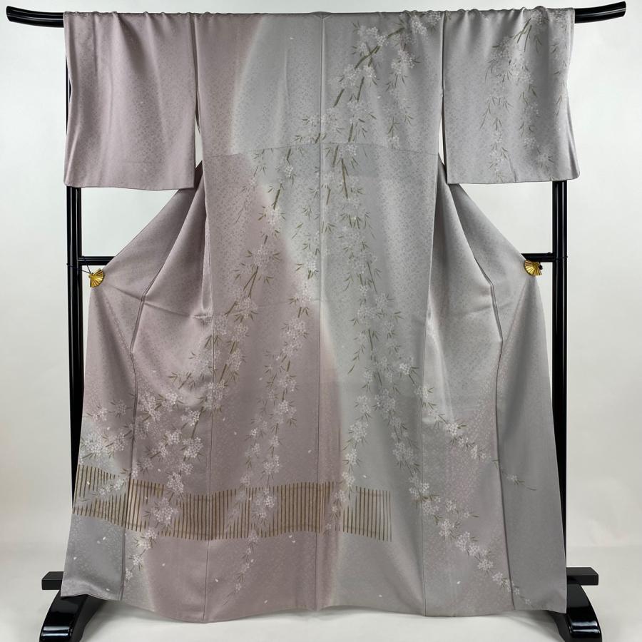 訪問着 身丈166.5cm 裄丈71cm L 袷 桜 縞 金彩 染め分け 灰紫 正絹 美品 名品 中古 : リユースセレクトショップバイセル Yahoo!店 - 通販 - Yahoo!ショッピング